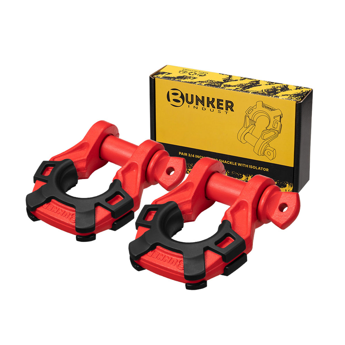 Bunker Indust 4.75T Shackles Heavy-duty 19T breaking strength. — Evorevo4x4