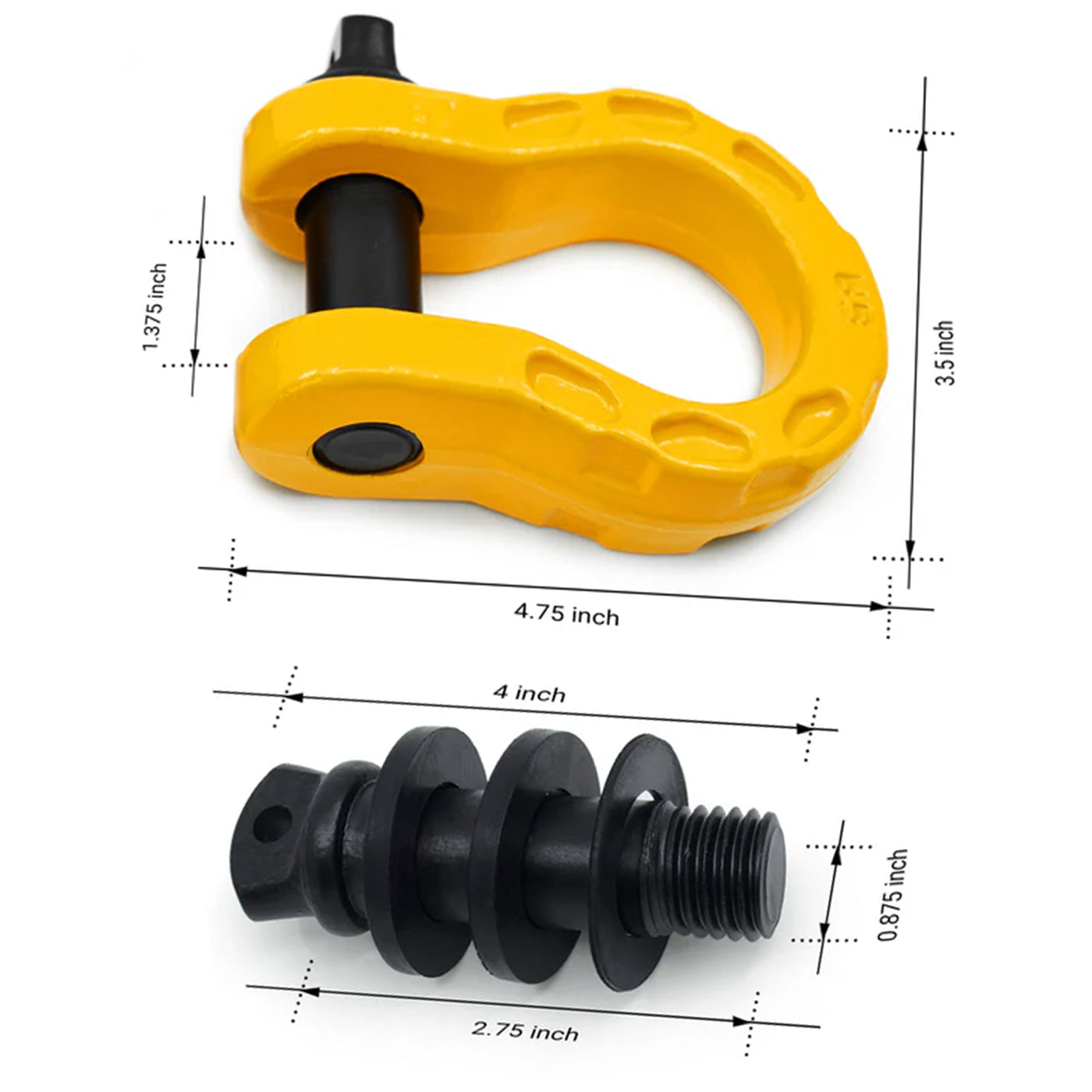 8 Ton Red D-Ring Shackles Set of 2 | Heavy Duty Recovery Shackles ...