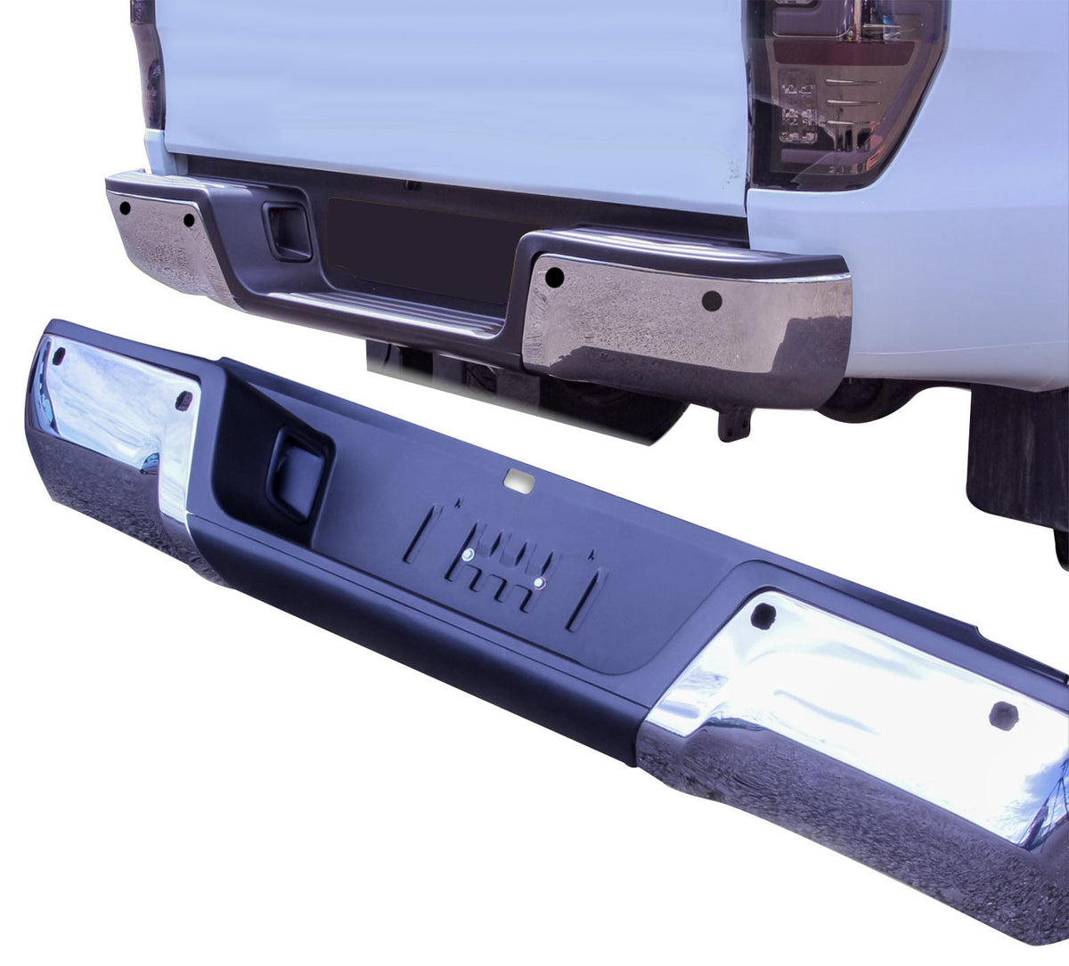 Ford Ranger Rear Chrome Bumper With PDC Holes 2012+ — Evorevo4x4